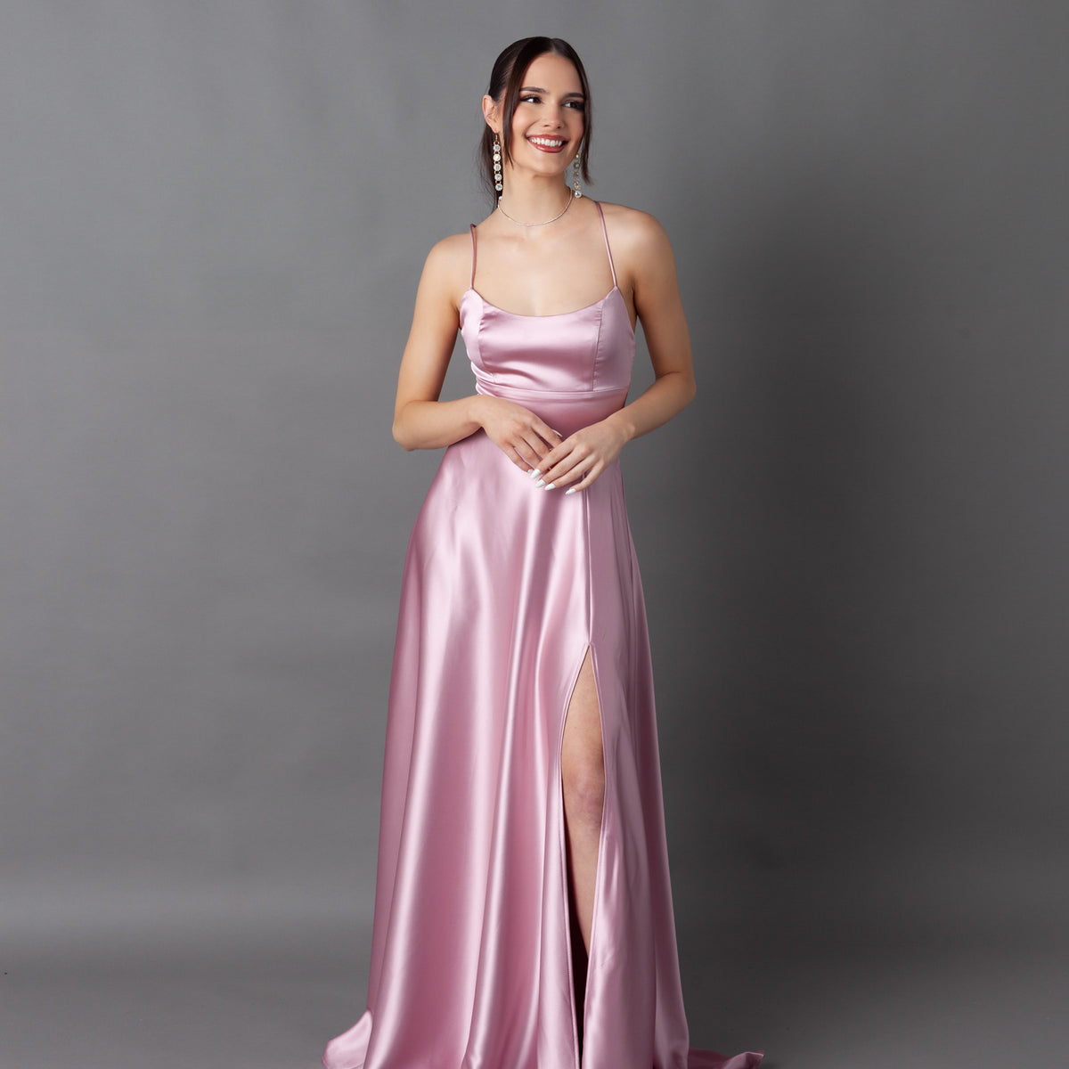 Hanoi Silky Maxi Dress + Thigh slit – House of Miri